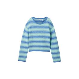 Tom Tailor Denim Damen Strickpullover mit Farbverlauf-Muster, grün, Farbverlauf / Dip-Dye, Gr. XL