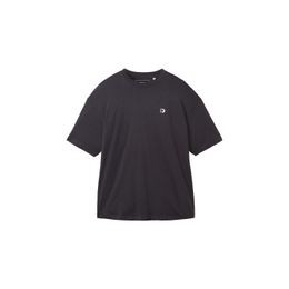 Tom Tailor Denim Herren Oversized T-Shirt, grau, Logo Print, Gr. XL