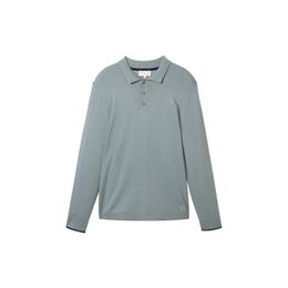 Tom Tailor Herren Langarm Poloshirt mit LENZING(TM) ECOVERO(TM), grün, Uni, Gr. XL