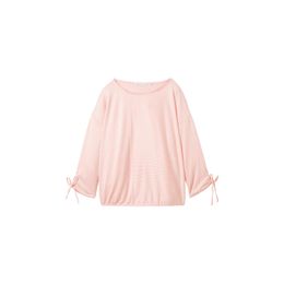 Tom Tailor Denim Damen Gestreiftes 7/8 Arm Shirt, rosa, Streifenmuster, Gr. XL