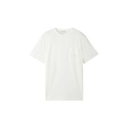 Tom Tailor Jungen Basic T-Shirt mit recyceltem Polyester, weiß, Uni, Gr. 128