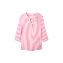 Tom Tailor Damen Plus - Gestreifte Bluse, rosa, Streifenmuster, Gr. 46