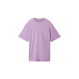 Tom Tailor Denim Herren Relaxed T-Shirt mit Bio-Baumwolle, lila, Uni, Gr. XL