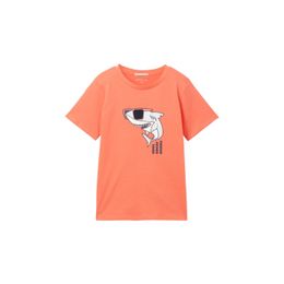 Tom Tailor Jungen T-Shirt mit Bio-Baumwolle, orange, Motivprint, Gr. 92/98