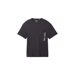 Tom Tailor Denim Herren Relaxed T-Shirt mit Bio-Baumwolle, grau, Print, Gr. XL