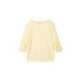 Tom Tailor Denim Damen Strukturiertes Sweatshirt, gelb, Uni, Gr. XL