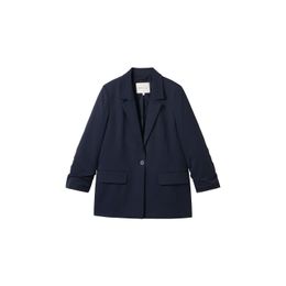 Tom Tailor Denim Damen Blazer mit Raffung am Ärmel, blau, Uni, Gr. XS