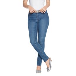 Push-up-Jeans Heine Gr. 22, Kurzgrößen, blau (bleached) Damen Jeans