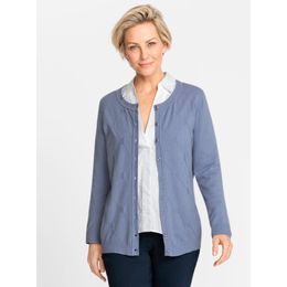 Strickjacke CLASSIC Gr. 48, blau (taubenblau) Damen Strickjacken