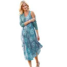 Druckkleid Inspirationen "Kleid" Gr. 54, Normalgrößen, blau (ozean, graphit, bedruckt) Damen Kleider Lange