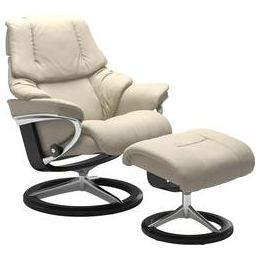 Relaxsessel stressless "Reno" Sessel Gr. Leder BATICK, Signature Base Schwarz-M, Relaxfunktion-Drehfunktion-PlusTMSystem-Gleitsystem-BalanceAdaptTM, B/H/T: 83cm x 100cm x 76cm, beige (cream batick) mit Signature Base, Größe S, M & L, Gestell Schwarz