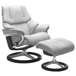 Relaxsessel stressless "Reno" Sessel Gr. ROHLEDER Stoff Q2 FARON, Signature Base Schwarz, Relaxfunktion-Drehfunktion-PlusTMSystem-Gleitsystem-BalanceAdaptTM, B/H/T: 92cm x 100cm x 80cm, grau (light q2 faron) mit Signature Base, Größe S, M & L, Gestell Schwarz