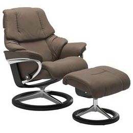 Relaxsessel stressless "Reno" Sessel Gr. Leder BATICK, Signature Base Schwarz-S, Relaxfunktion-Drehfunktion-PlusTMSystem-Gleitsystem-BalanceAdaptTM, B/H/T: 79cm x 99cm x 75cm, braun (mole batick) mit Signature Base, Größe S, M & L, Gestell Schwarz