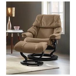 Relaxsessel stressless "Reno" Sessel Gr. Microfaser DINAMICA, Classic Base Schwarz-S, Relaxfunktion-Drehfunktion-PlusTMSystem-Gleitsystem, B/H/T: 75cm x 96cm x 75cm, braun (sand dinamica) mit Hocker, Classic Base, Größe S, M & L, Gestell Schwarz