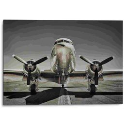Alu-Dibond-Druck Reinders "Vintage Propeller Flugzeug" Bilder Gr. B/H/T: 70 cm x 50 cm x 2 cm, schwarz Metallbilder