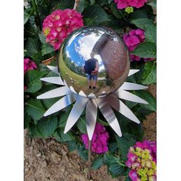Jürgen Bocker - Gartenambiente Gartenstecker Blütenzauber Milano Rosenkugel 10 cm Edelstahl Garten mit Stab 80 cm
