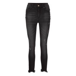 Röhrenjeans Heine Gr. 48, Normalgrößen, schwarz (black denim) Damen Jeans Röhrenjeans