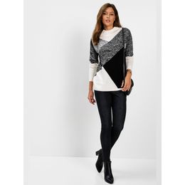 Strickpullover Inspirationen "Pullover" Gr. 42, schwarz-weiß (weiß, schwarz, gemustert) Damen Pullover Rollkragenpullover