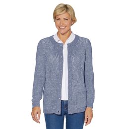 Rautenstrickjacke Classic Basics Gr. 50, blau (taubenblau, meliert) Damen Strickjacken