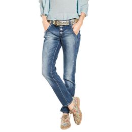 Boyfriend-Jeans Heine Gr. 18, Kurzgrößen, blau (blue stone) Damen Jeans 5-Pocket-Jeans Bestseller