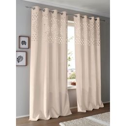 Vorhang HEINE HOME Gardinen Gr. 245 cm, Ösen, 135 cm, beige (ecru) Ösen