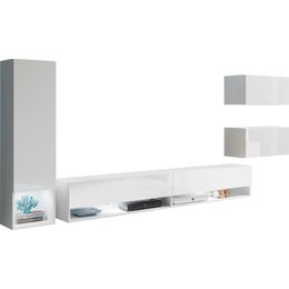 Wohnwand Inosign "Amadeo" Kastenmöbel-Sets Gr. B/H/T: 290 cm x 130 cm x 31 cm, weiß (weiß, weiß) Wohnwände