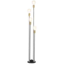 Stehlampe LEONIQUE "Jarla" Lampen Gr. 4 flammig, Ø 20 cm Höhe: 137 cm, goldfarben (schwarz, goldfarben) Standleuchten