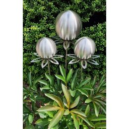 Jürgen Bocker - Gartenambiente Gartenstecker Blütenzauber Paris Rosenkugel Edelstahl 3er Set mit Stab 80 cm (3 tlg. Set)