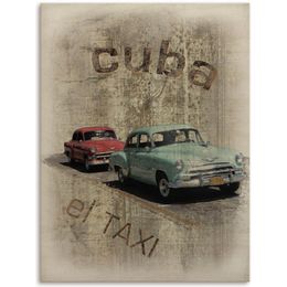 Holzbild Artland "Kuba - Das Taxi" Bilder Gr. B/H/T: 60 cm x 80 cm x 1,2 cm, Holzbild Hochformat, 1 St., braun Holzbild Holzbilder