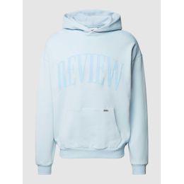 Review Hoodie mit Label-Print und Känguru-Tasche