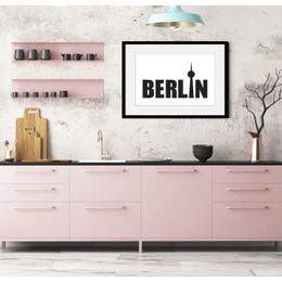 Bild queence "Berlin Tower" Bilder Gr. B/H: 70 cm x 50 cm, Wandbild Städte Querformat, 1 St., weiß Kunstdrucke
