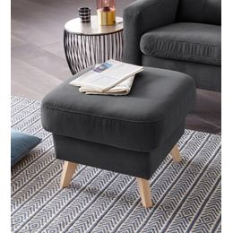 Hocker exxpo - SOFA FASHION "Nappa" Gr. B/H/T: 56 cm x 45 cm x 56 cm, Samtvelours, grau (grey) Fußhocker