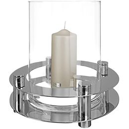 Windlicht Fink "RICARDO" Kerzenhalter Gr. H: 9,00 cm, silberfarben Kerzenhalter aus mundgeblasenem Glas