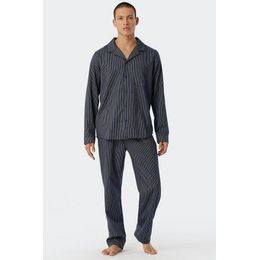 Schiesser Pyjama Story (Set) Herren Schlafanzug lang aus wärmenden Webflanell