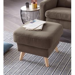 Hocker exxpo - SOFA FASHION "Nappa" Gr. B/H/T: 56 cm x 45 cm x 56 cm, Samtvelours, grau (taupe) Fußhocker