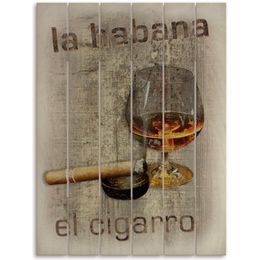 Holzbild Artland "Havanna - Die Zigarre" Bilder Gr. B/H/T: 60 cm x 80 cm x 2,4 cm, Holzbild Zigarren Hochformat, 1 St., braun Holzbilder