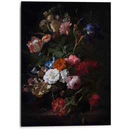 Wandbild Reinders "Aluminium Blumen Mauritshuis - Dunkel Alte Meister" Bilder Gr. B/H: 50 cm x 70 cm, Blumen, 1 St., bunt (mehrfarbig) Kunstdrucke