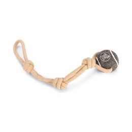 Beeztees Tiertau Minus One Hundespielzeug Tennisball mit Seil und Handschlaufe grau-bei
