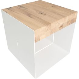 Beistelltisch WK Wohnen "9300" Tische Gr. B/H/T: 40 cm x 40 cm x 39 cm, weiß Beistelltische Platte aus Eiche, individuell drehbar, Maße (BTH): 404040 cm