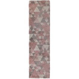 Hochflor-Läufer FLAIR RUGS "Nuru" Teppiche Gr. B/L: 60 cm x 230 cm, 30 mm, 1 St., rosa Hochflor-Läufer