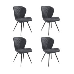 Home4you Polsterstuhl 2er Set, Anthrazit, Schwarz, Mikrofaser, Metall, (1 St), Vintageoptik, grau