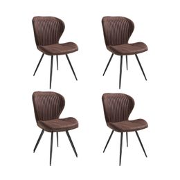 Home4you Stuhl Stuhl, Braun, Schwarz, B 54 cm, T 47 cm (4 St), braun|schwarz