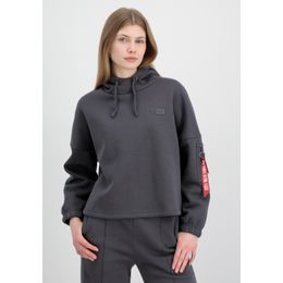 Hoodie Alpha Industries "ALPHA Women - Hoodies X-Fit Label OS Hoody Wmn" Gr. M, grau (vintage grey) Damen Sweatshirts -jacken