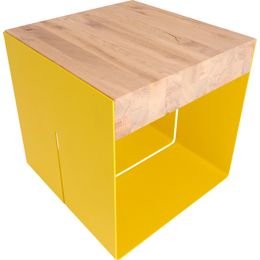 Beistelltisch WK Wohnen "9300" Tische Gr. B/H/T: 40 cm x 40 cm x 39 cm, gelb Beistelltische Platte aus Eiche, individuell drehbar, Maße (BTH): 404040 cm