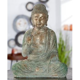 Buddhafigur Gilde "Buddha Bodhi" Dekofiguren Gr. B/H/T: 29 cm x 38 cm x 19 cm, grün (grün, kupferfarben) Weitere Figuren Skulpturen