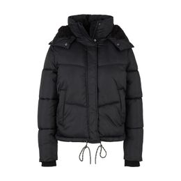 Tom Tailor Denim Damen Puffer-Jacke mit abnehmbarer Kapuze - REPREVE(R) Our Ocean(R), schwarz, Gr. XL