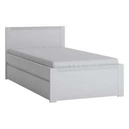 Lomadox Bettgestell NAVA-129, Bett, Bettschublade, Gästebett, 90x200 cm, weiß