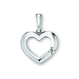 ONE ELEMENT Kette mit Anhänger Zirkonia Herz Herz Anhänger aus 925 Silber, Schmuckset - Set mit verstellbarer Halskette, silberfarben