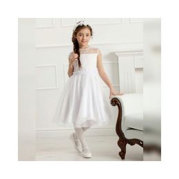 Dalary Tüllkleid Blumenmädchenkleid Kommunionkleid Dalary DK-116 Weiß