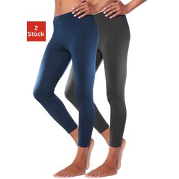 Vivance Große Größen: Doppelpack Leggings mit Gummibund, jeansblau, Gr.52/54